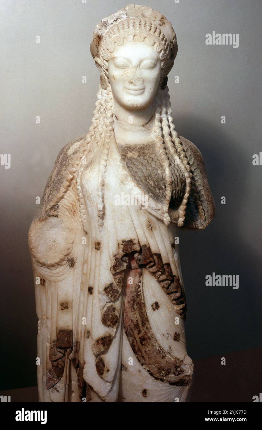 Marble statue of Kore dressed in Ionian style. Museum: ACROPOLIS MUSEUM ...
