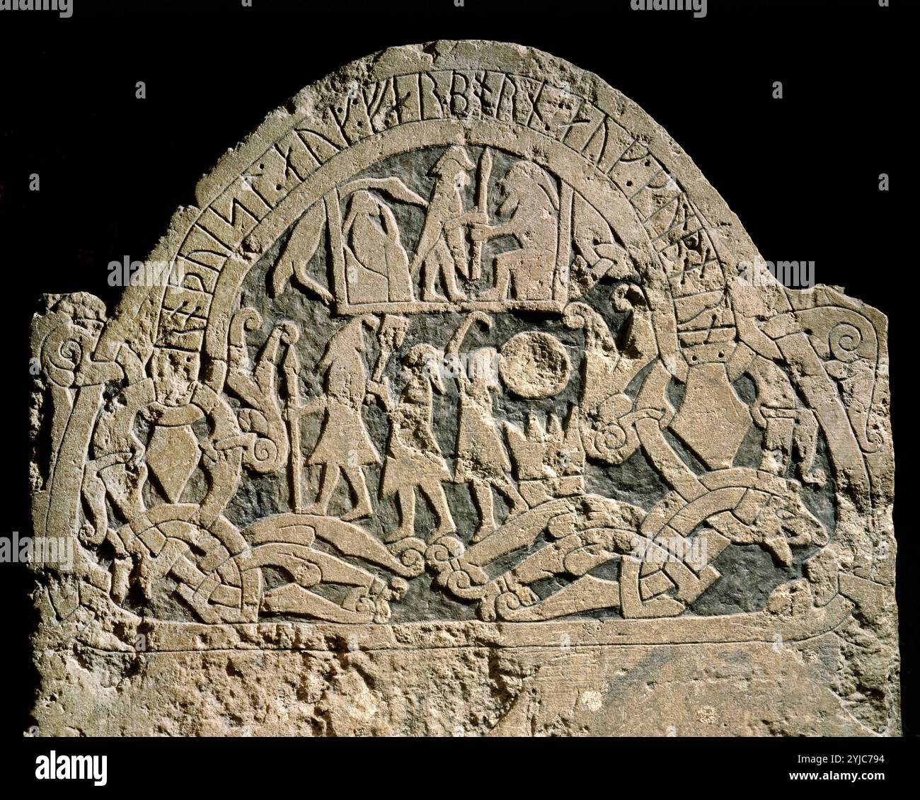 Viking memorial picture stone of Sanda Gotland with saga of God Thor ...