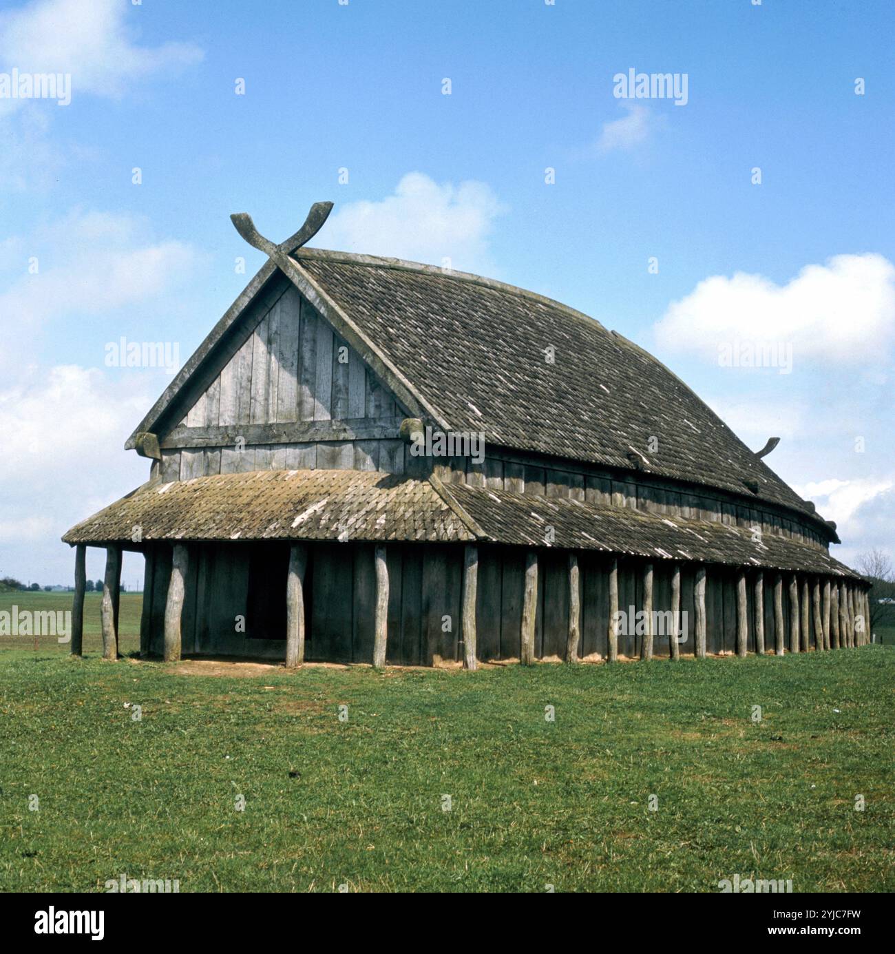 Viking longhouse reconstruction at Telleborg, Sweden Stock Photo - Alamy