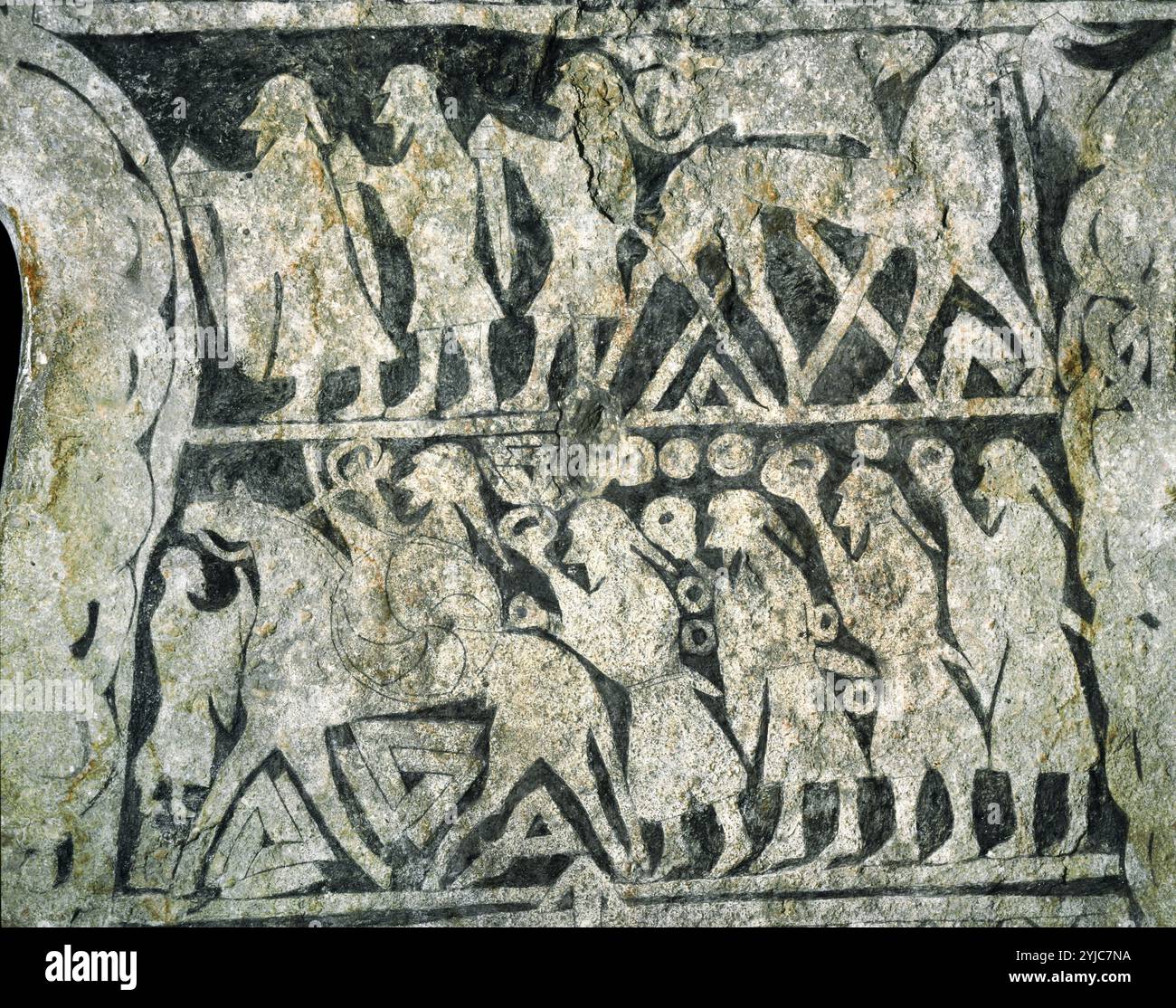 Viking Tangelgarda rune stone from Gotland, 7th century with saga of ...