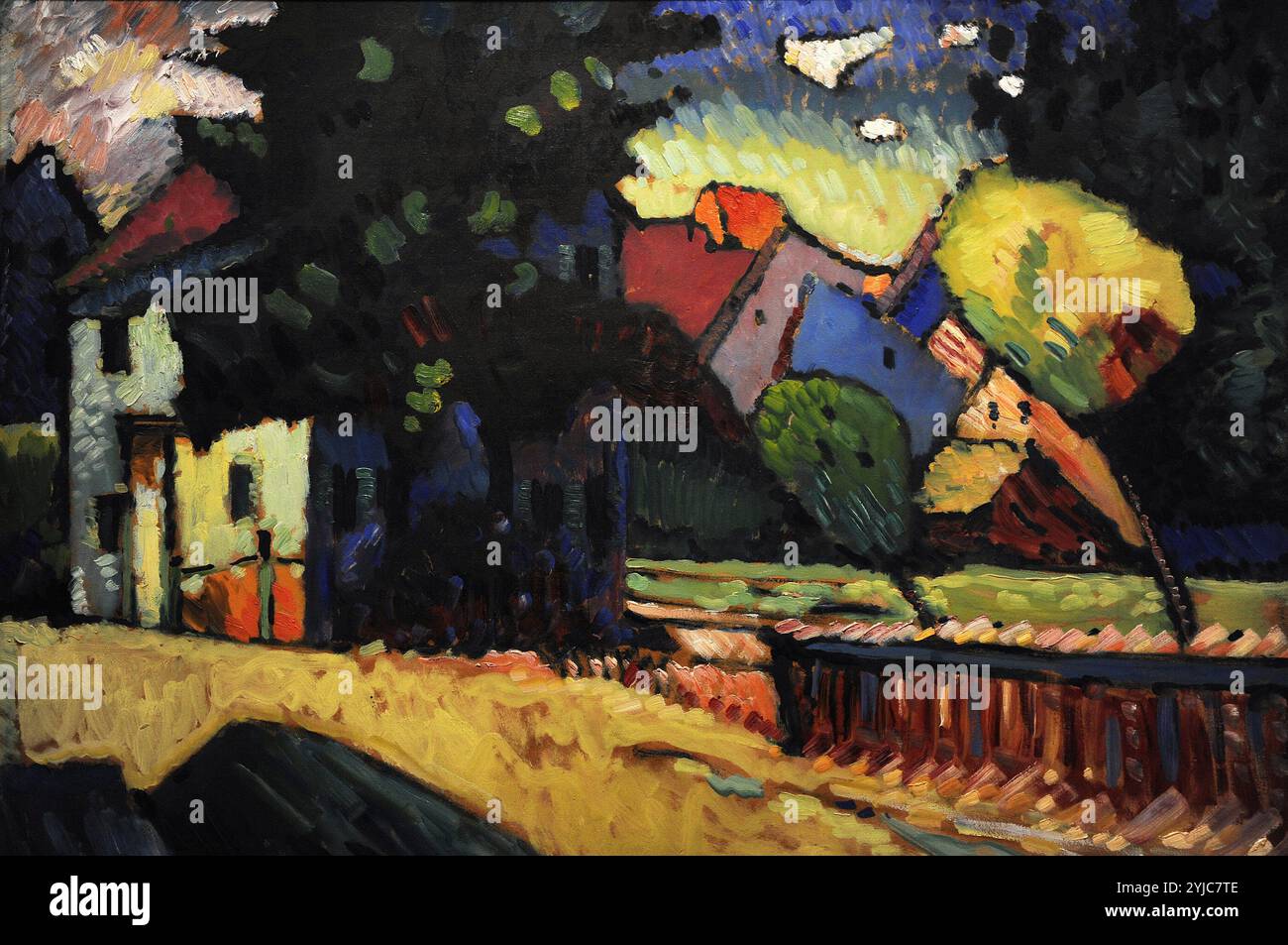 Wassily Kandinsky (1866-1944). Murnau, Landscape with Green House, 1909. Oil on cardboard ...