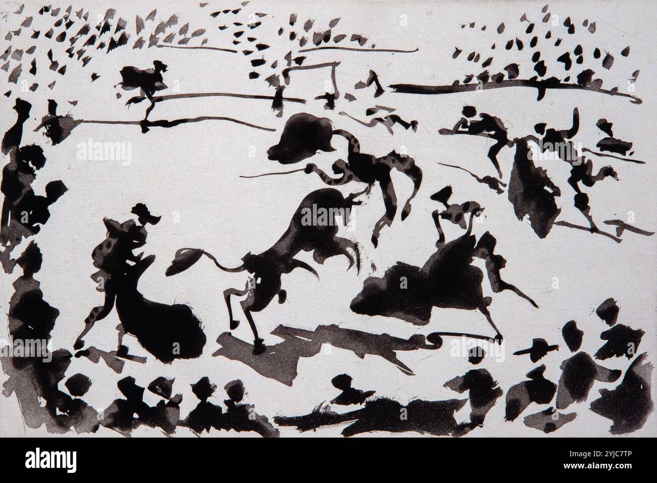 Pablo Picasso / 'Goring of the bullfighter', 1957, Sugar lift aquatint ...