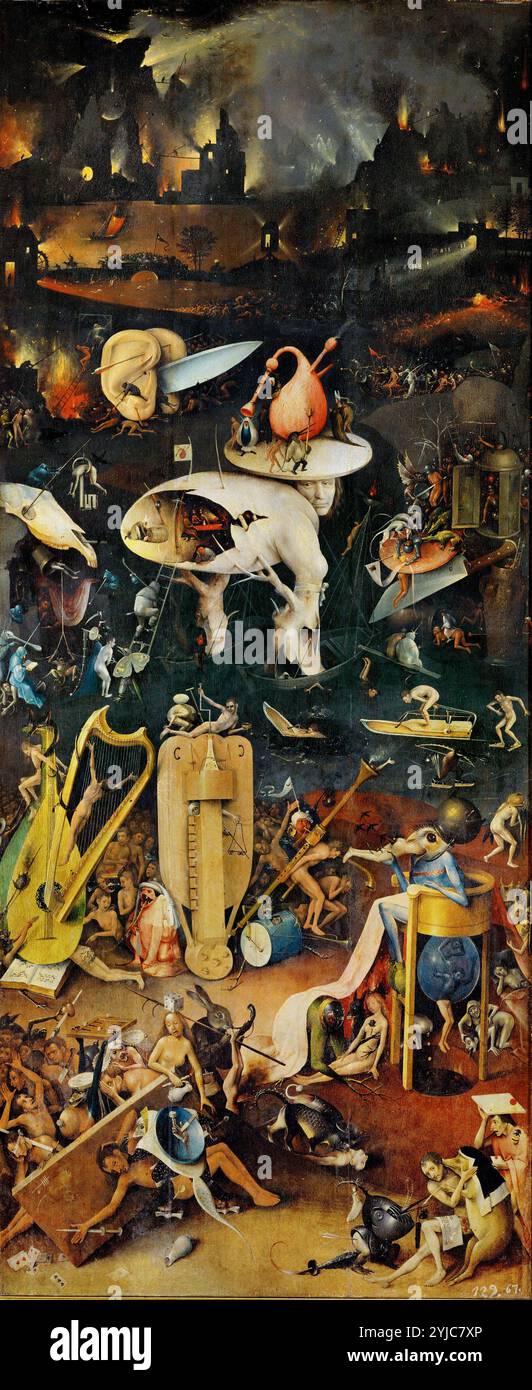 The Garden of Earthly Delights. Right side wing of the triptych: Hell. Oil On wood, 220 x 97cm ...