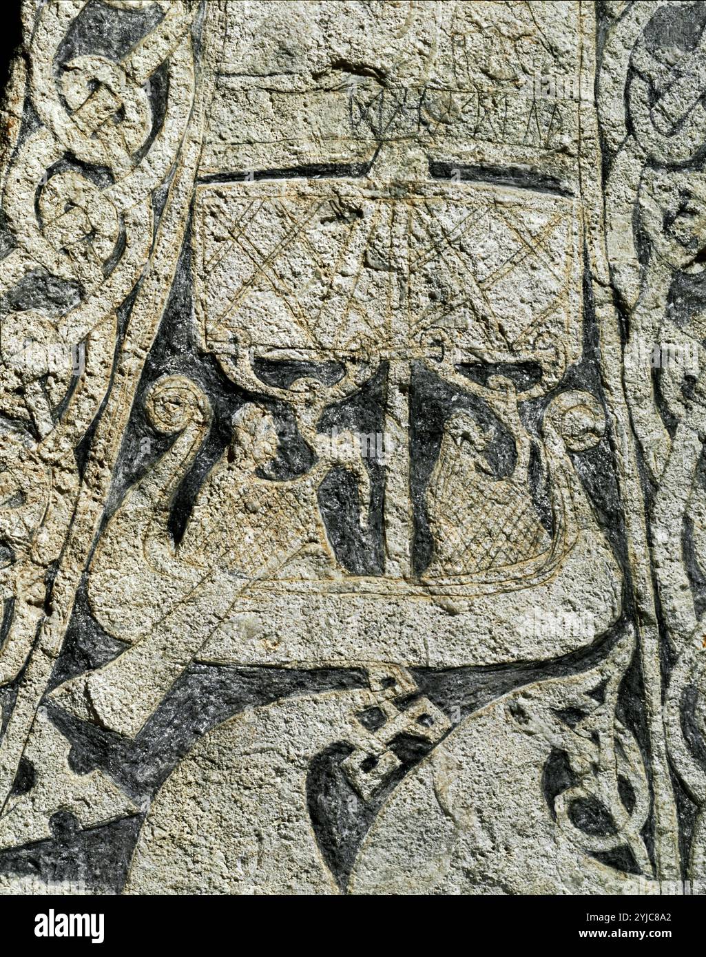 Viking picture stone from Lillbjors Gotland, VIIIth century with detail ...