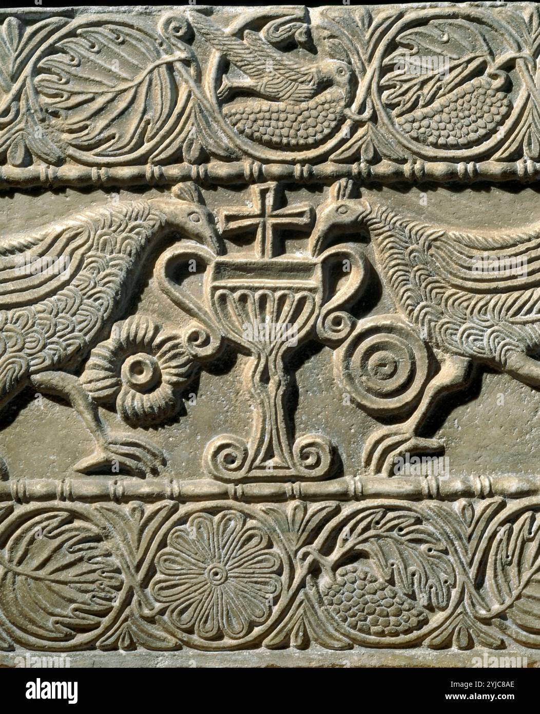 lombard marble relief on pluteus with peacocks, VIIth century. Museum ...