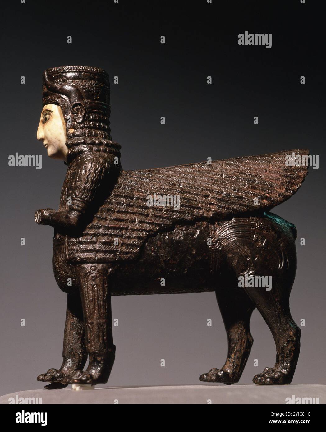 Winged Lion-shaped figure with human head, Bronze, 8th-7th century BC ...