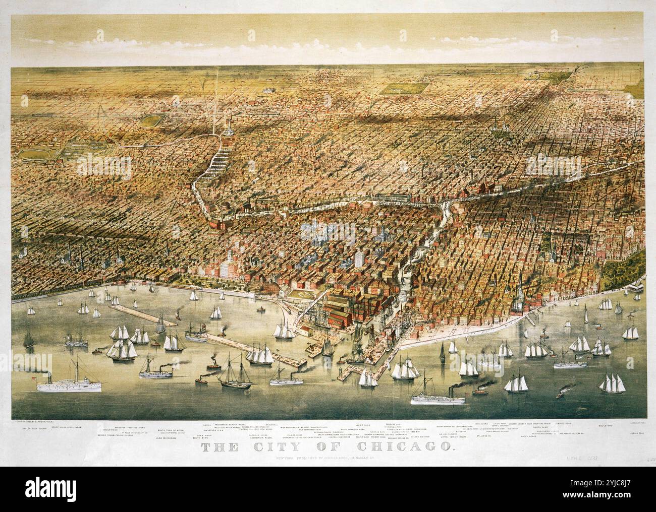 Birds wye view of city of Chicago, 1892. Lithograph . Museum: Naval ...