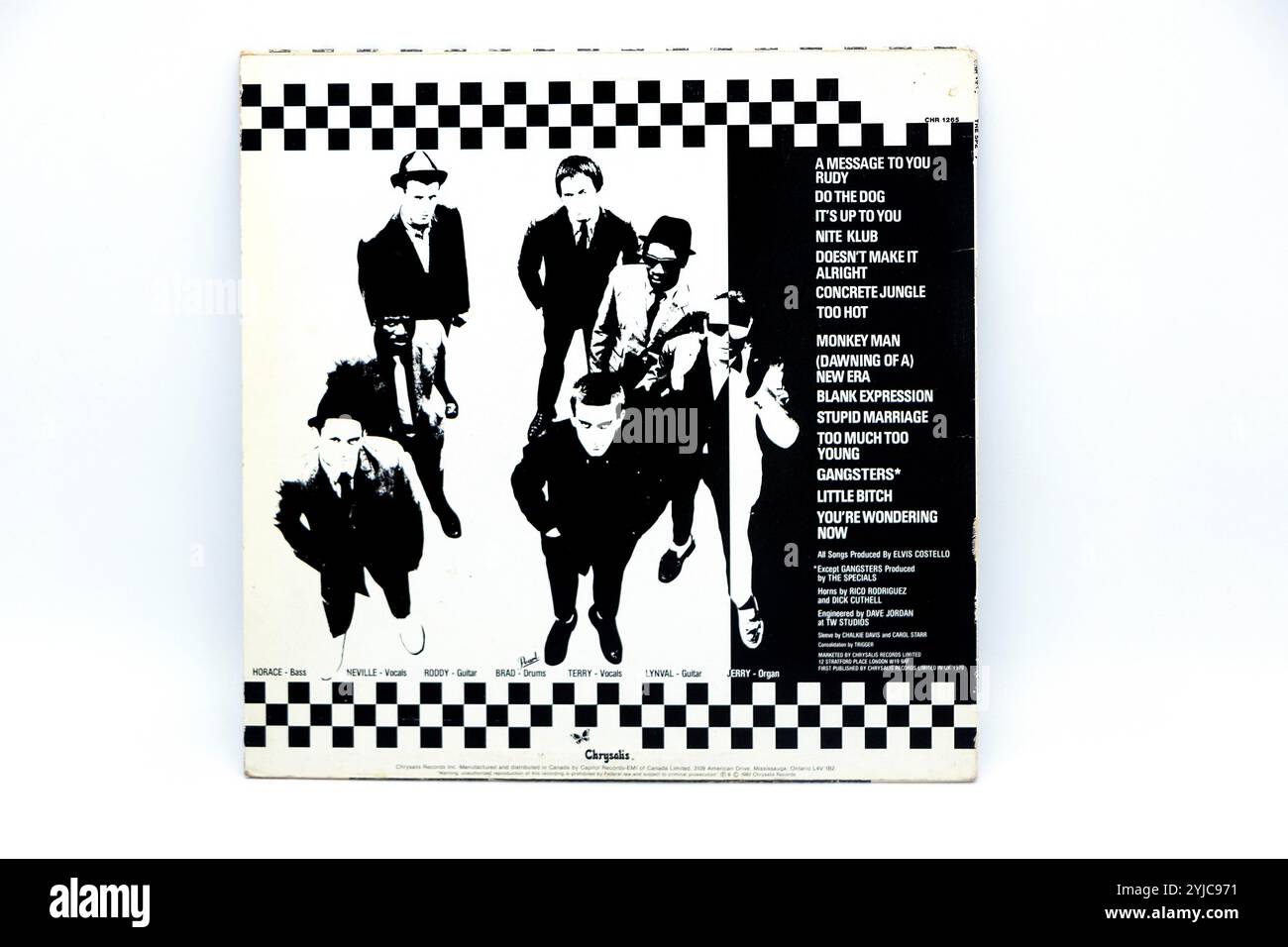 Black and white LP album cover of The Specials featuring seven band ...