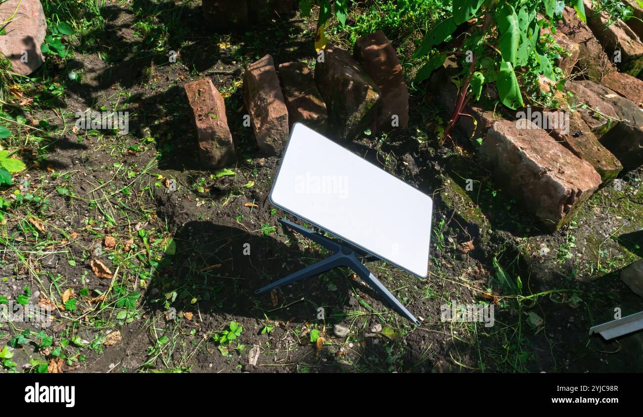 Frankfurt, Germany - Aug 8, 2024: SpaceX Starlink satellite dish ...