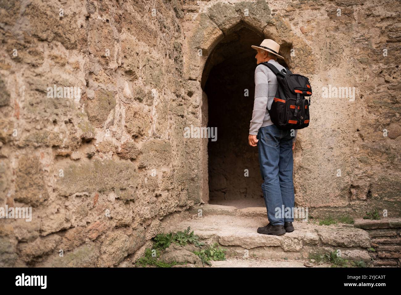 Retired man exploring fortress hi-res stock photography and images - Alamy
