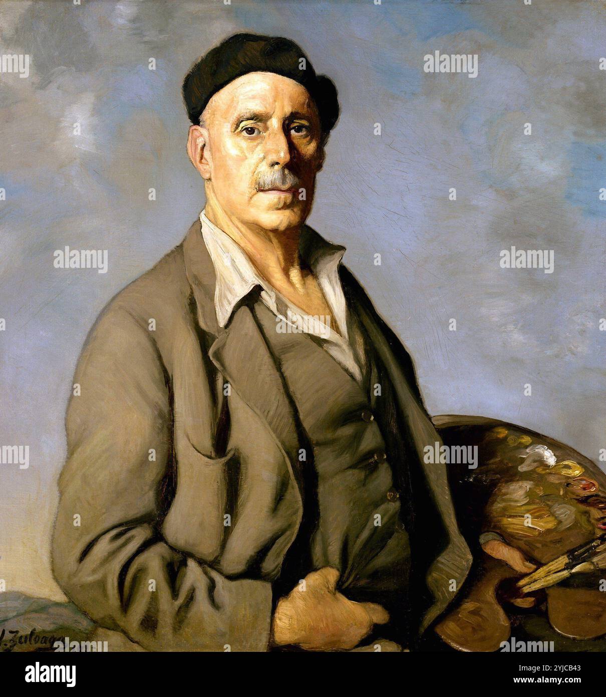 Autorretrato con fondo azul/1942. Museum: COLECCION ZULOAGA ZUMAYA ...
