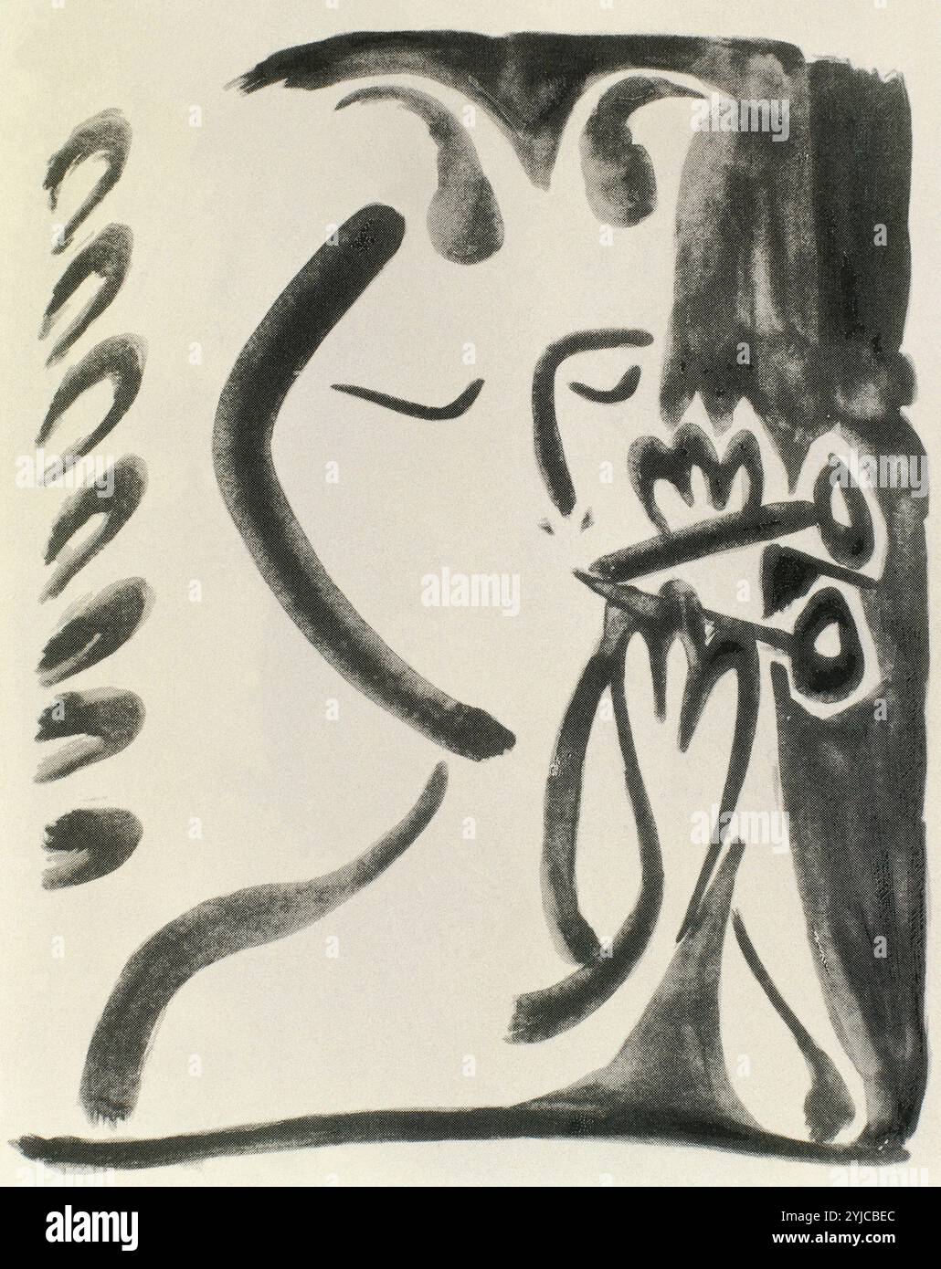 Pablo Ruiz Picasso (1881-1973). Musician Faun Nr.3. March 3, 1948 ...