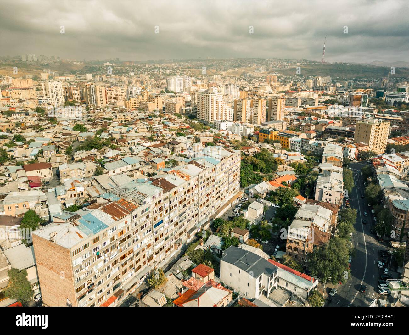 Yerevan, Armenia - 17th october, 2024: aerial top view sunny Armenia ...
