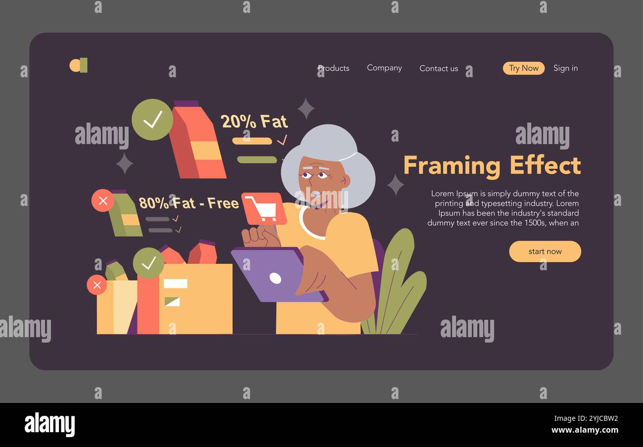 Behavioral Economics concept. Illustration displaying the framing ...