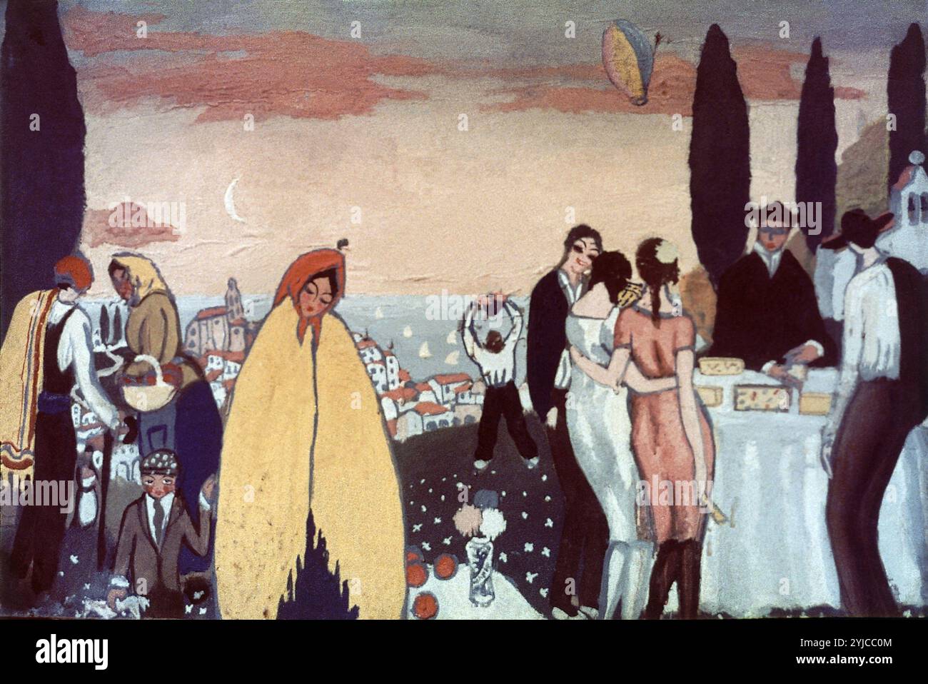 FIESTA EN LA ERMITA - 1921 - TEMPLE/CARTON - 52x52 cm. Author: SALVADOR ...