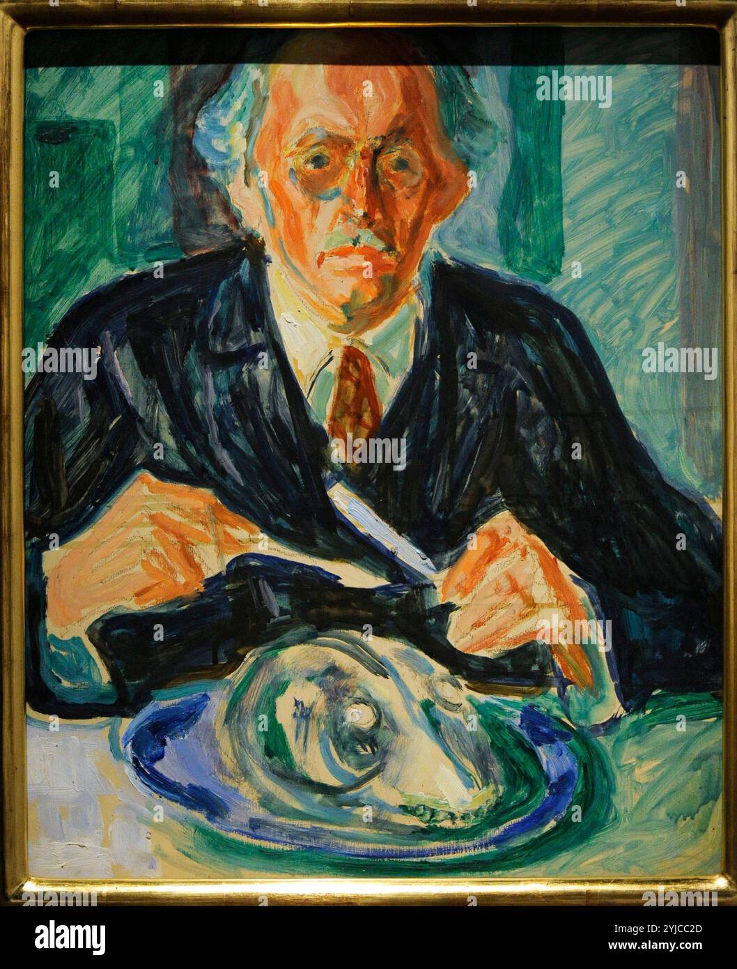 Edvard Munch (1863-1944). Norwegian painter. Self-Portrait, with a Cod ...