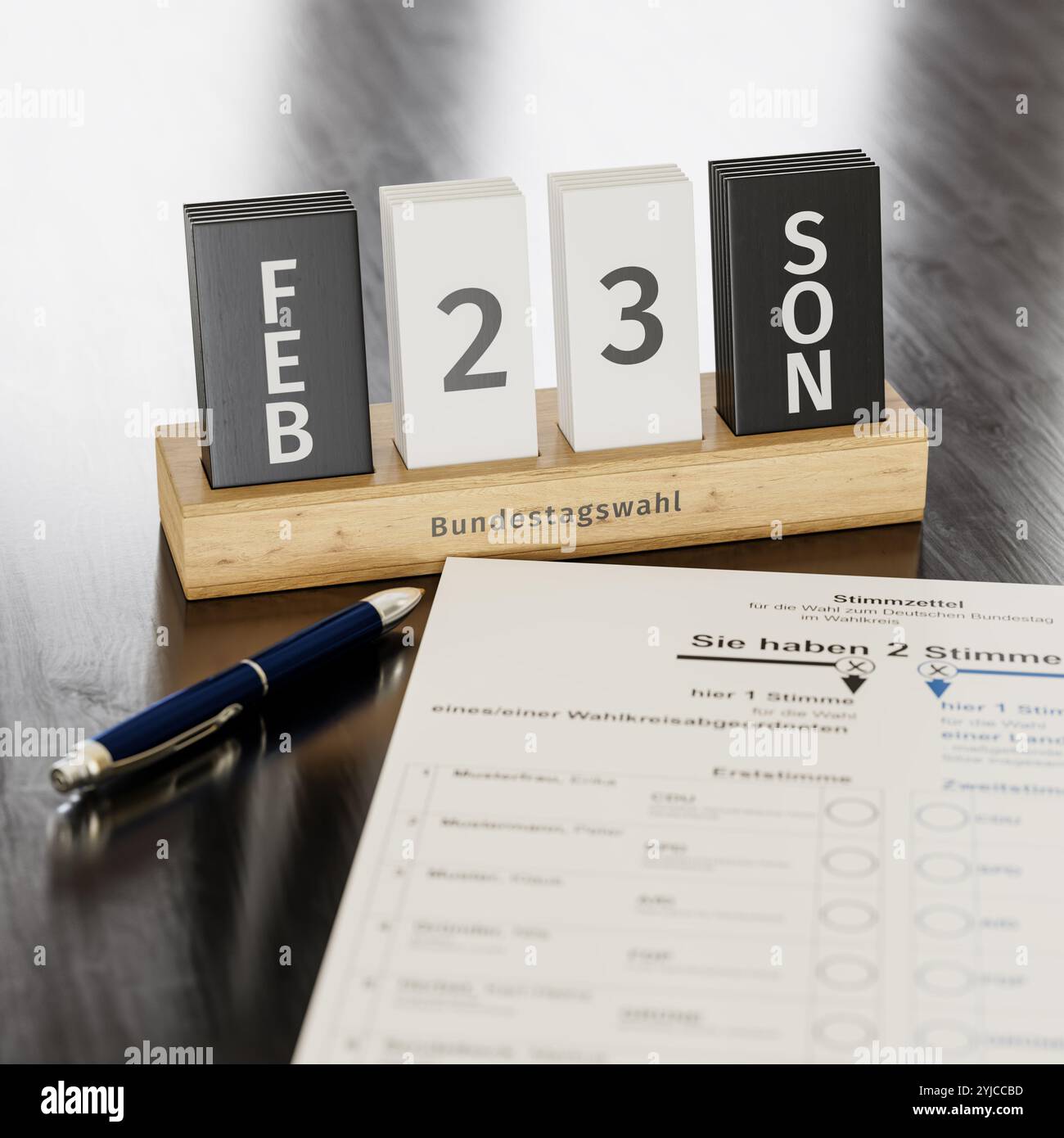 German federal election (Bundestagswahl) on February 23, 2025. A desk ...