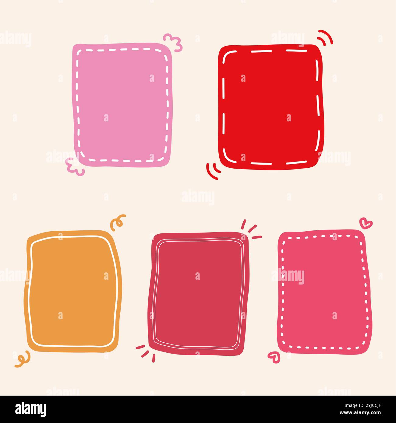 Set of hand drawn square doodle frames. Vector illustration Stock Photo ...