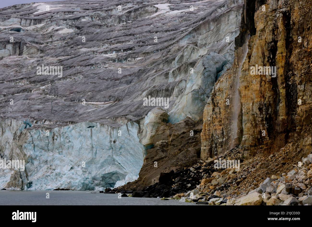 Beautiful Glacier near the Alkefjellet cliffs, Svalbard Stock Photo - Alamy