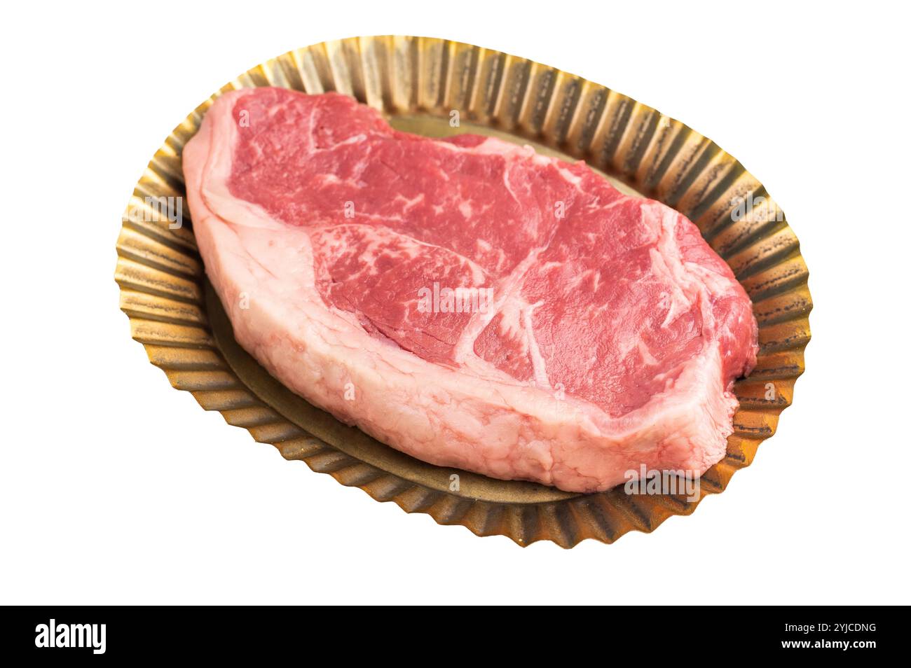 Raw striploin beef steak, New York strip steak isolated on white ...