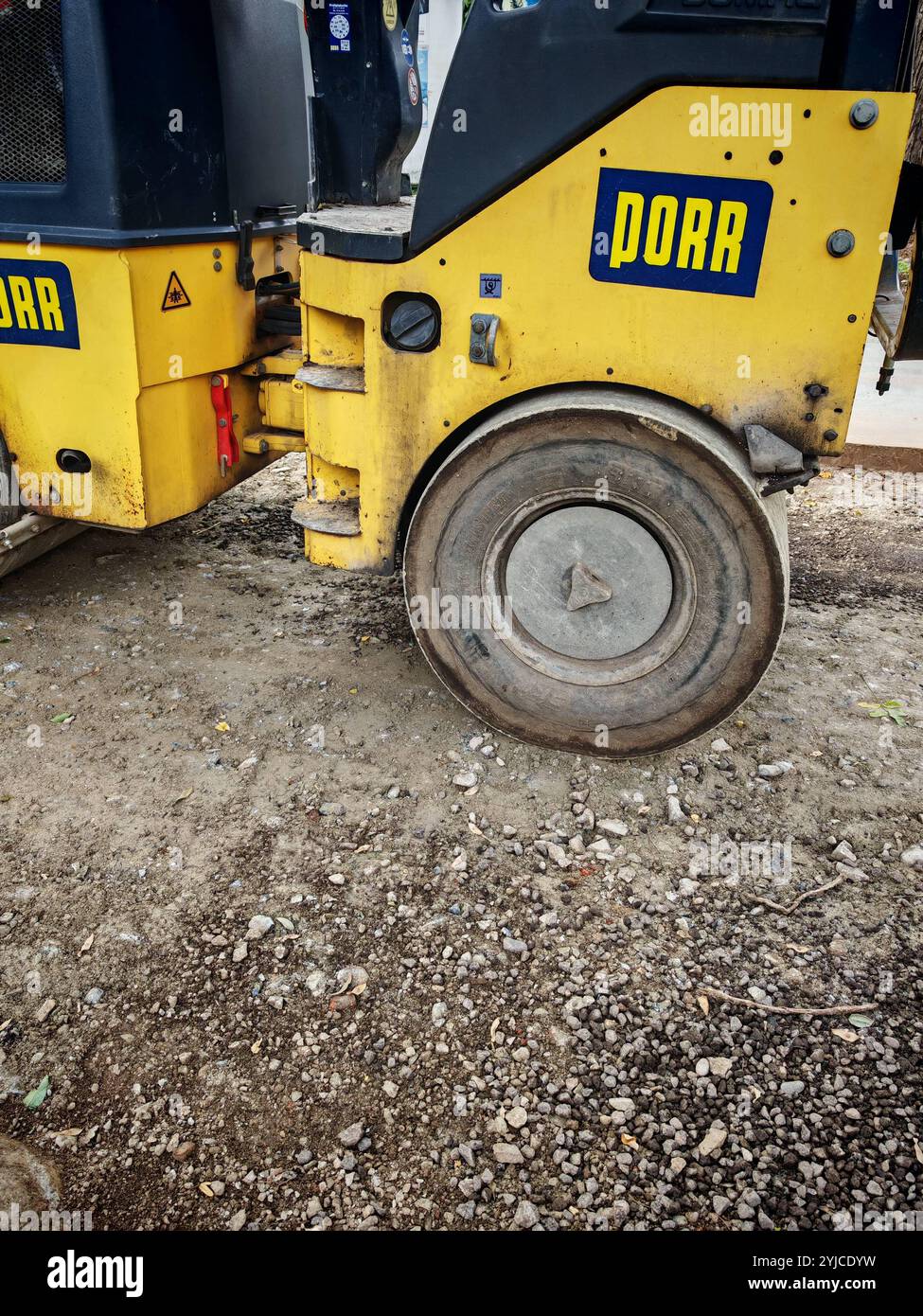 a road roller in the construction work and road work road roller in ...