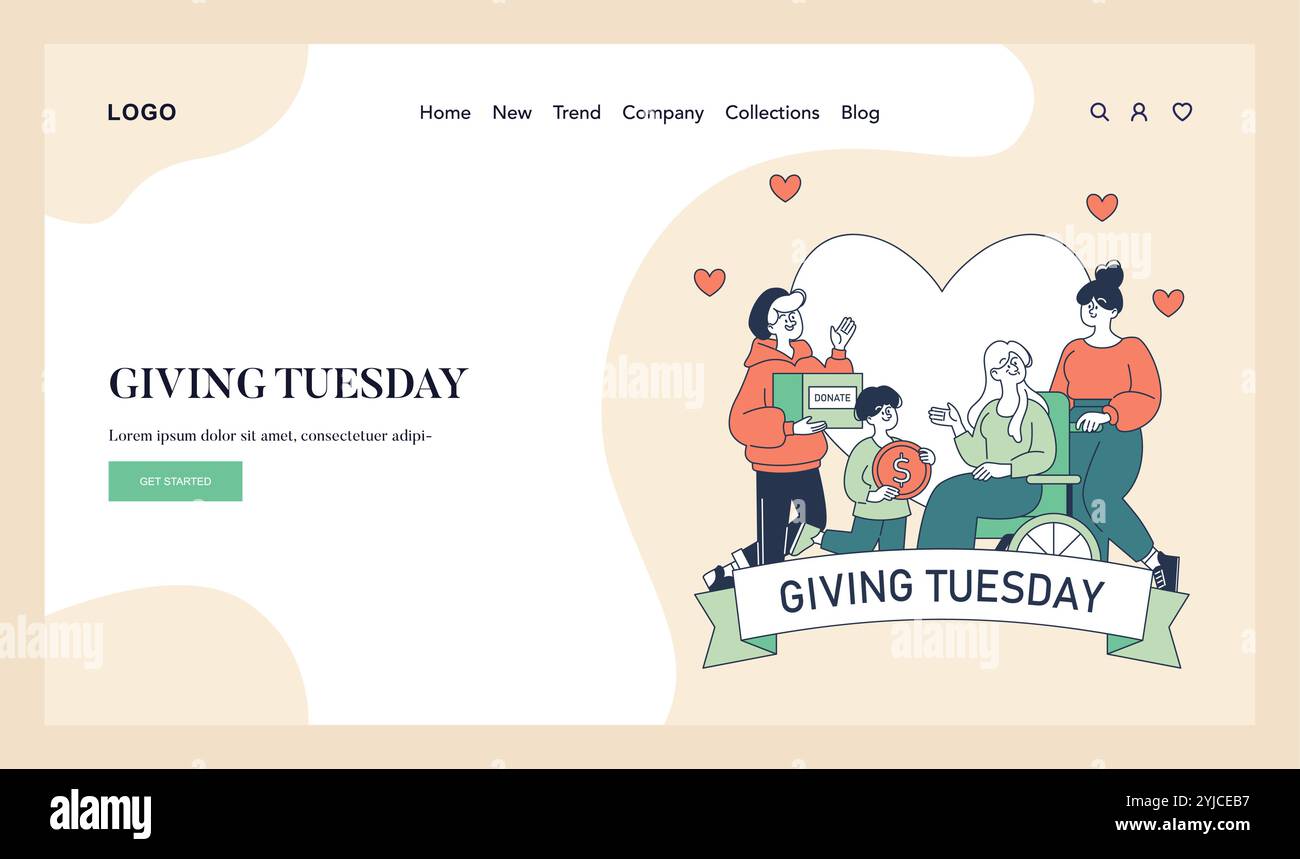 Giving Tuesday concept. Generosity and community support depicted through donation and ...