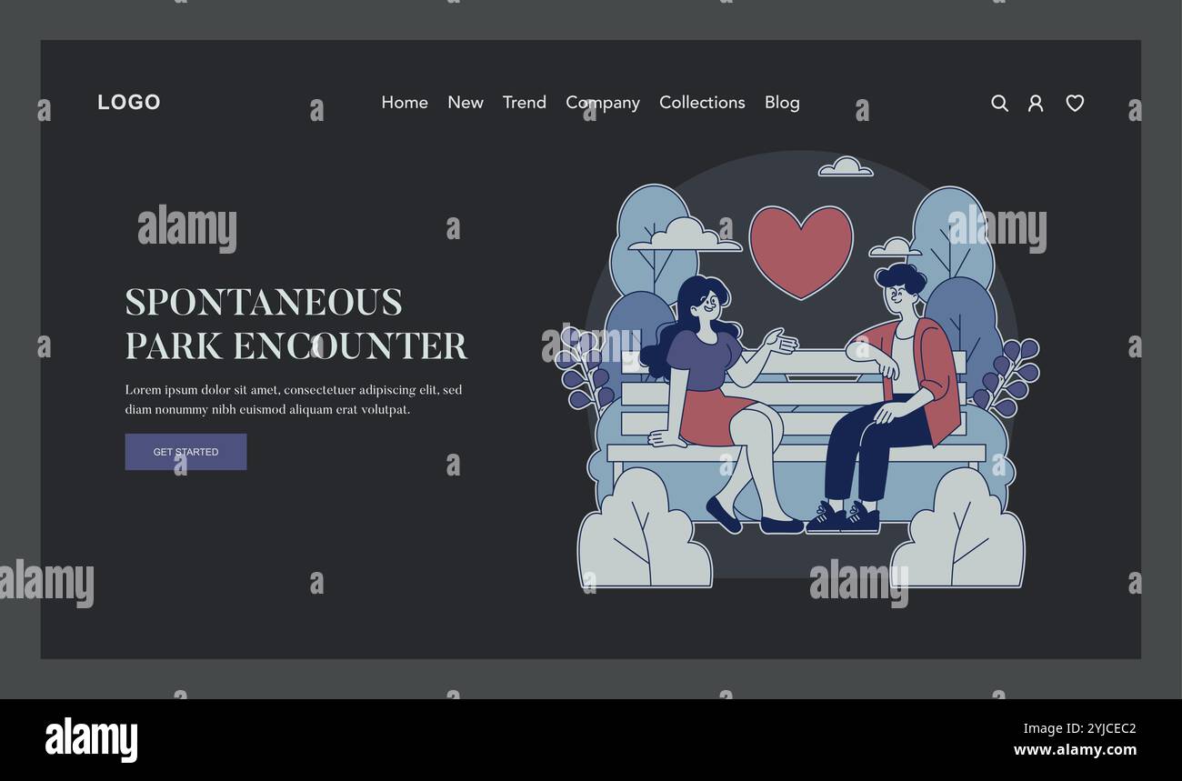 An illustrated scene of two people sharing a moment in a park ...