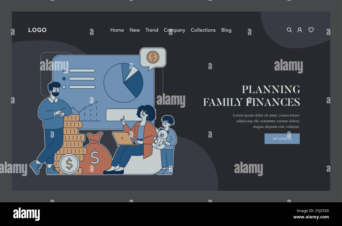 Middle Class Family Finance Planning concept. A family manages budget ...