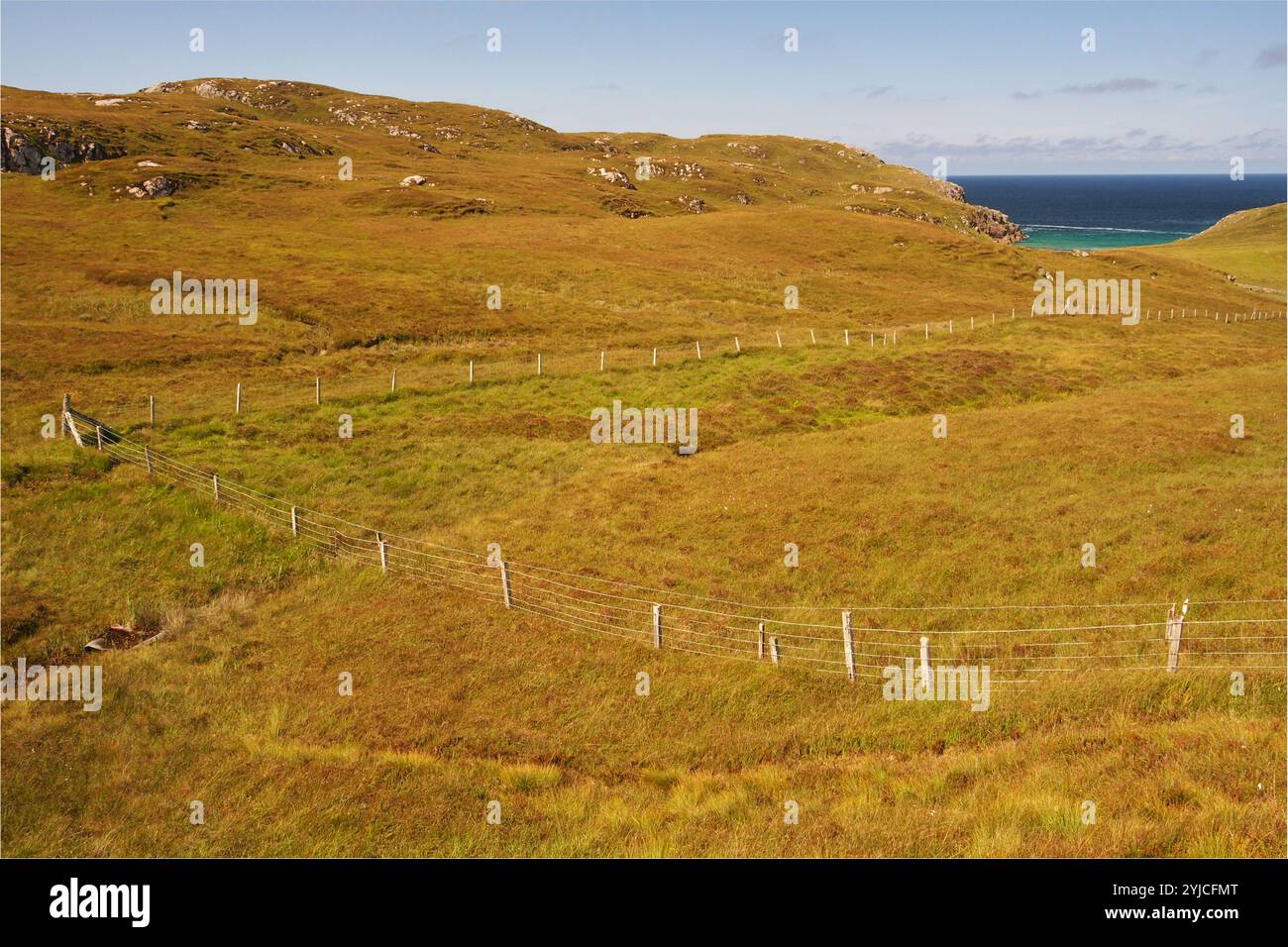 Farming pasture lands on the cliffs above Dalbeg beach, Isle of Lewis ...