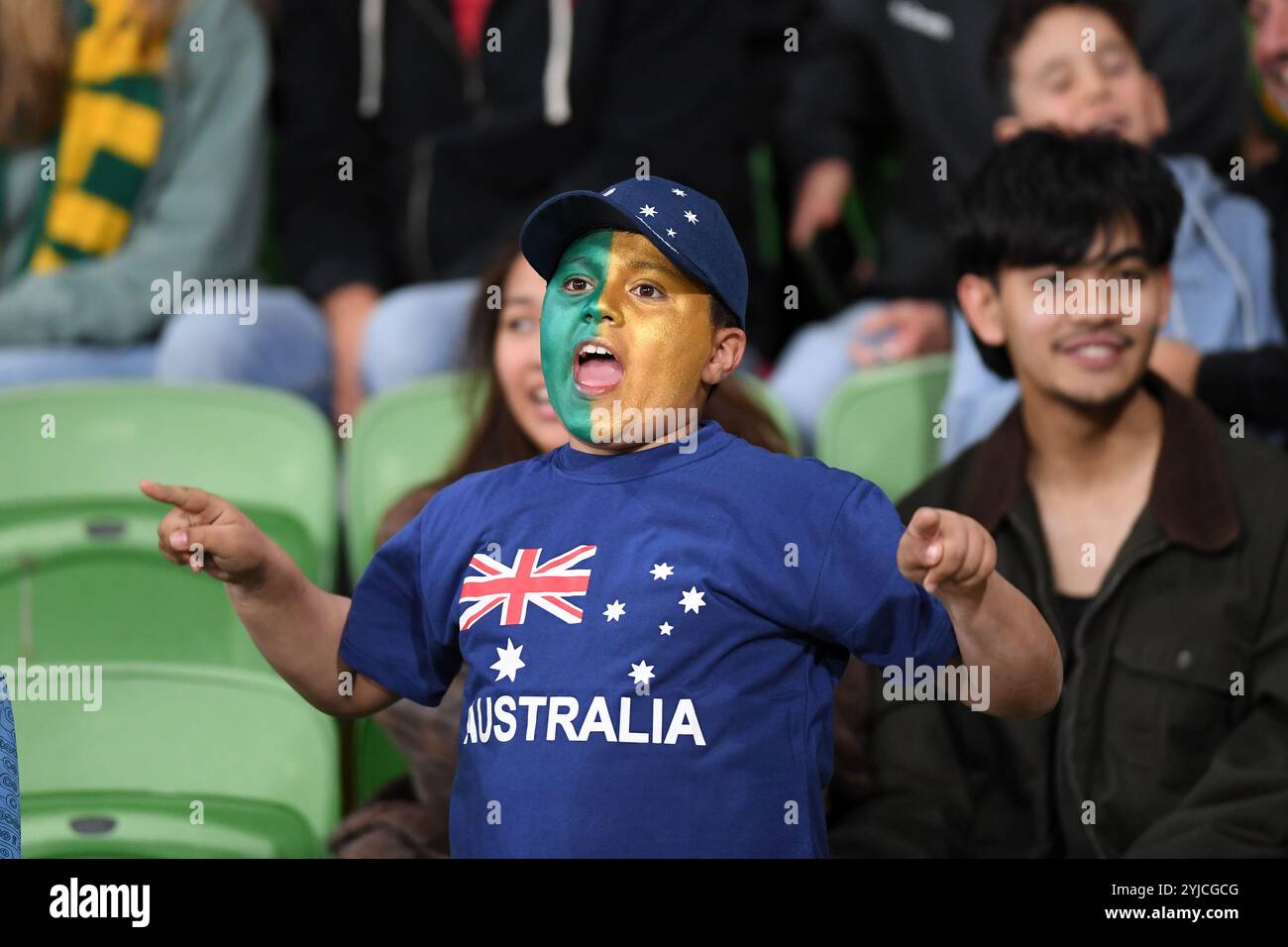 MELBOURNE, AUSTRALIA. 14th November 2024. A young Australia supporter ...