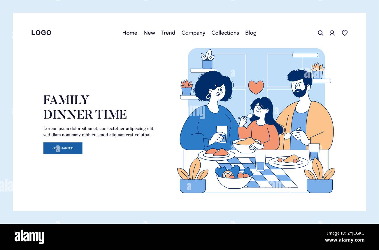 Family Dinner Time concept. A joyful meal shared by parents and child ...