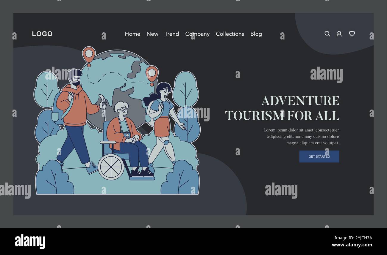 Accessible travel concept. Illustration of diverse friends exploring ...
