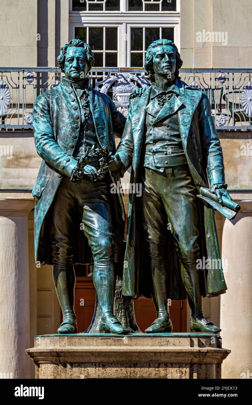 The Goethe and Schiller monument in Weimar Stock Photo - Alamy