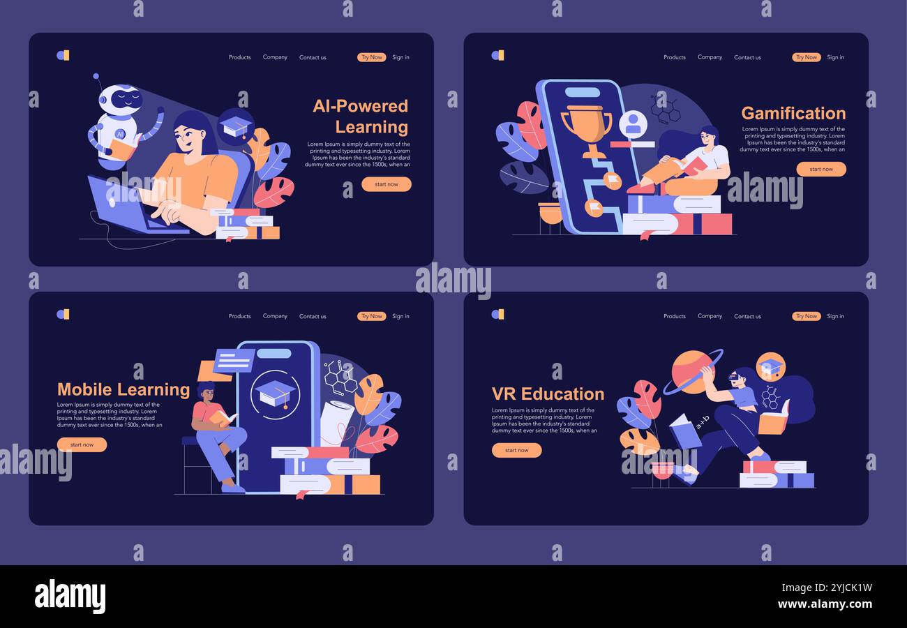 Edtech set. Digital learning tools featuring AI, gamification, mobile ... Edtech set. Digital learning tools featuring AI, gamification, mobile ...
