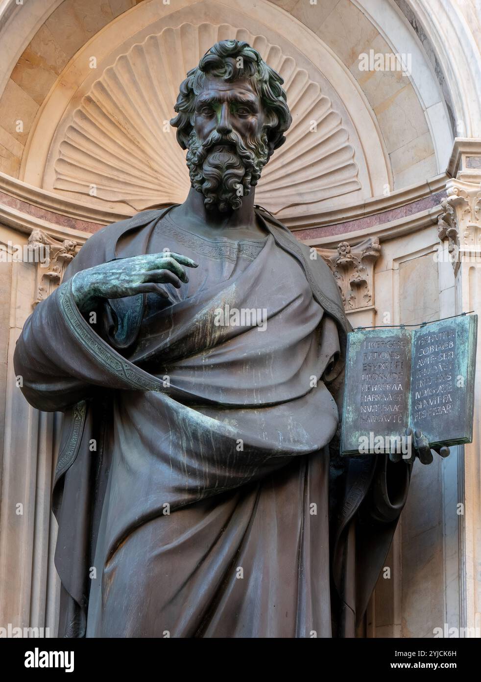 The statue of St. Matthew 1419-1423 by Lorenzo Ghiberti in the external ...