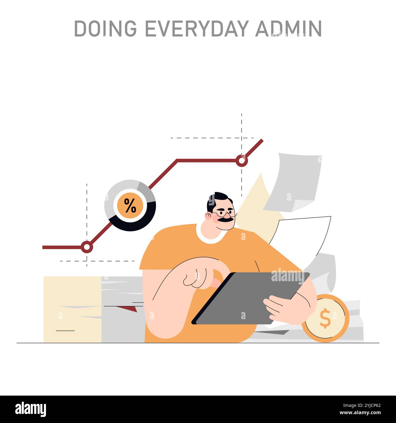 Office Administration concept. A professional manages tasks with ...