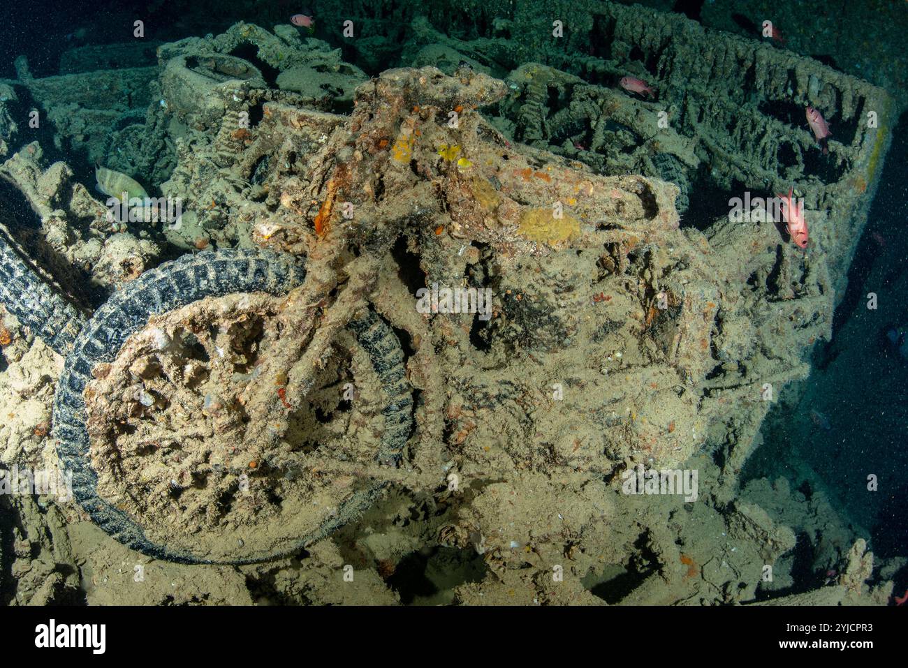 cargo inside wreck of ss thistlegorm red sea Stock Photo - Alamy