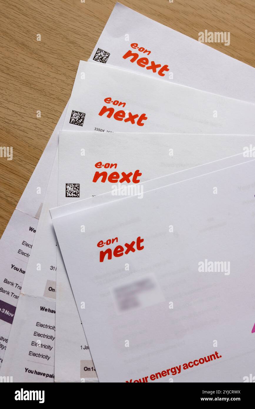 A selection of EON Next electricity bills, private details redacted ...
