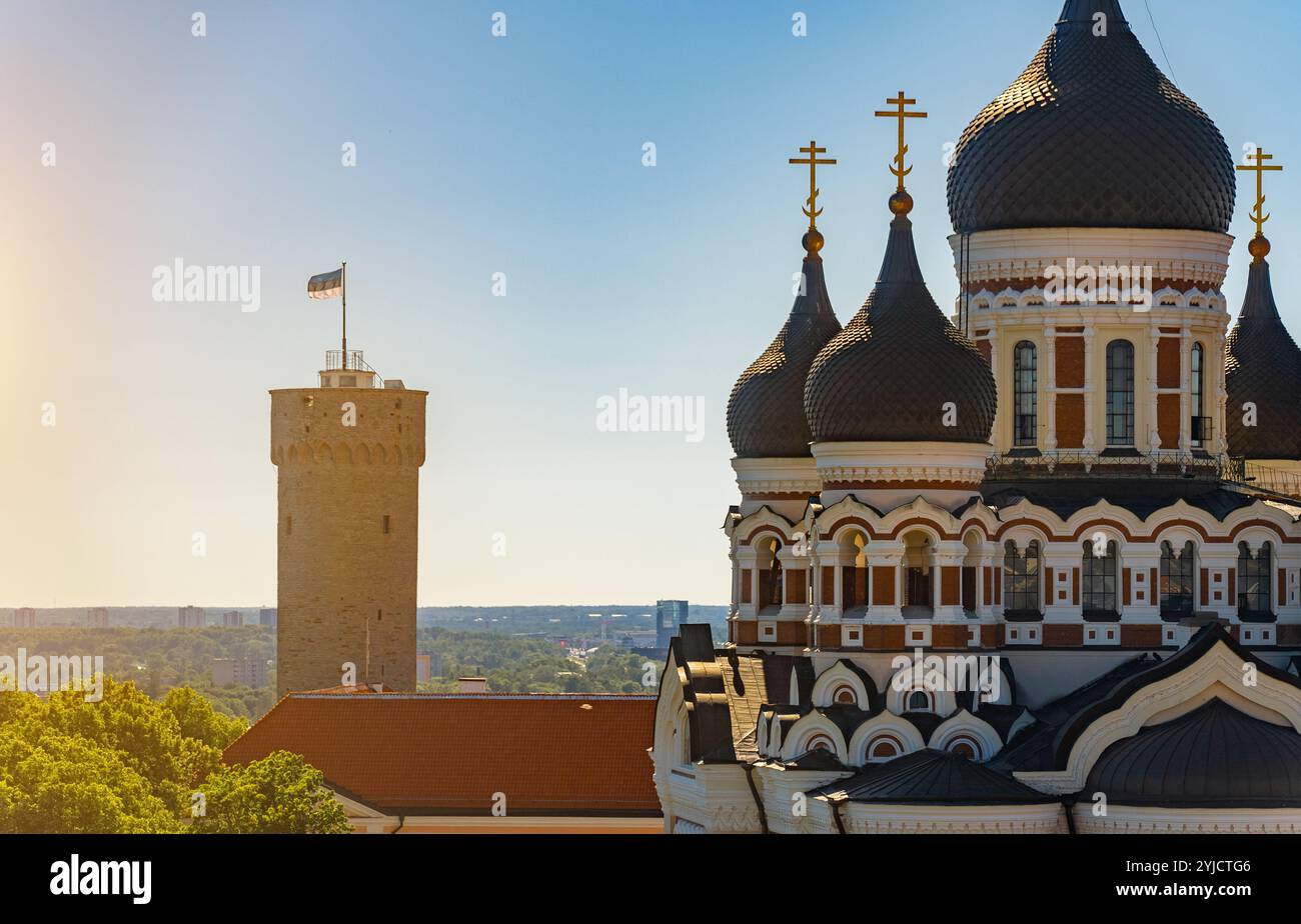 The upper part of old Tallinn with the Alexander Nevsky Church and the ...