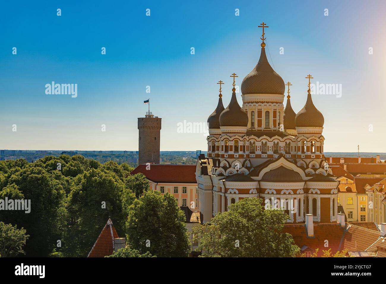 The upper part of old Tallinn with the Alexander Nevsky Church and the ...