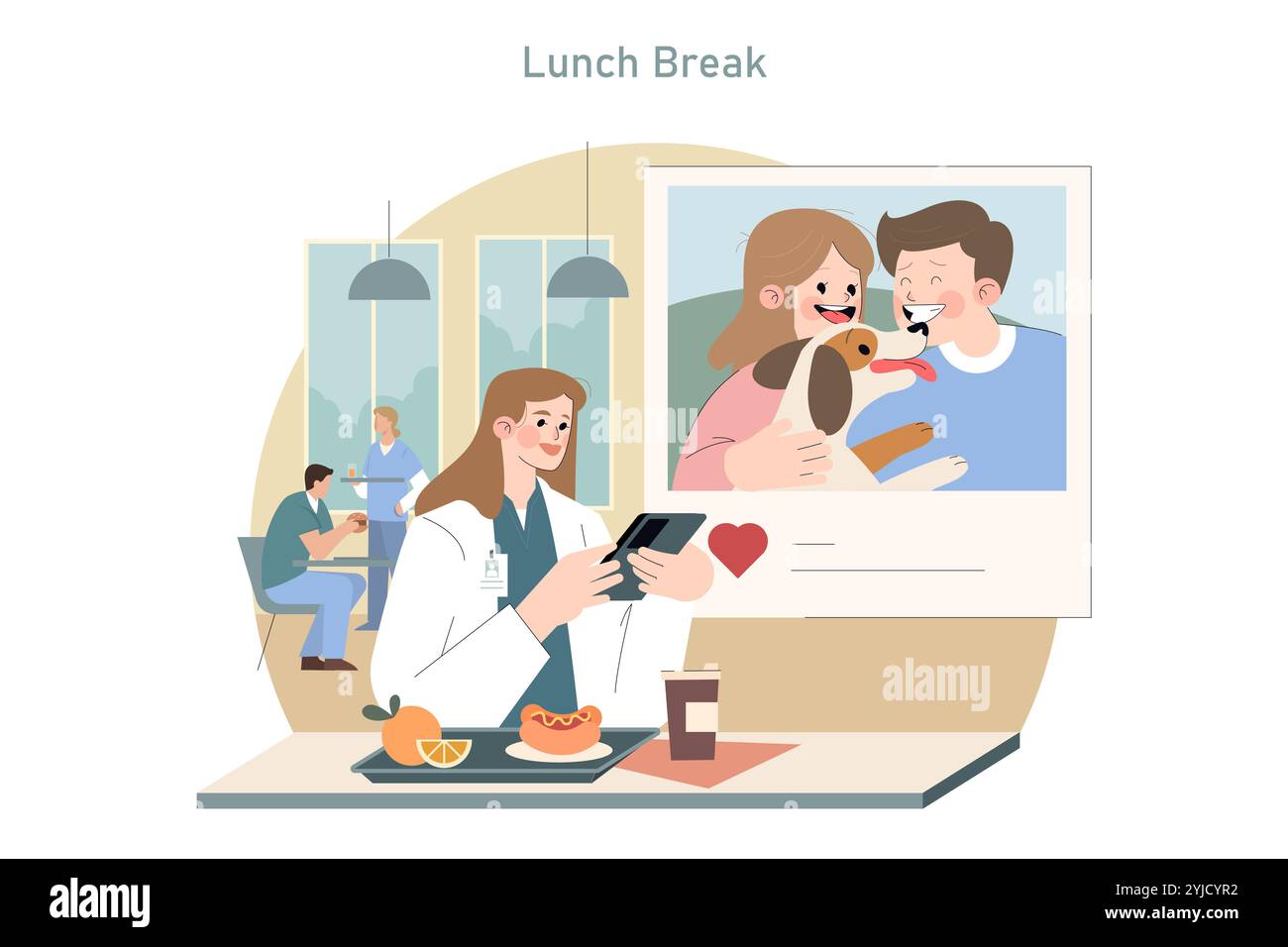 Medical professional on lunch break enjoys a moment of relaxation ...