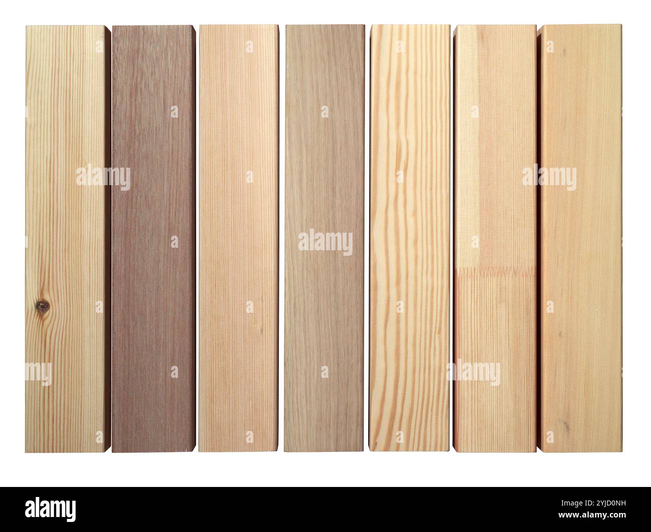 Detail of samples of wooden planks, of various essences and colors, for ...