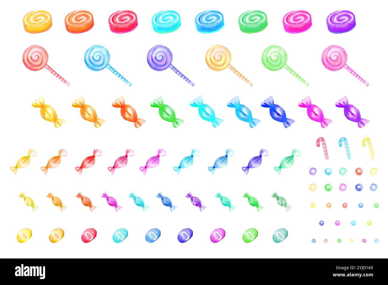Watercolor set of colorful candies illustration Stock Photo - Alamy