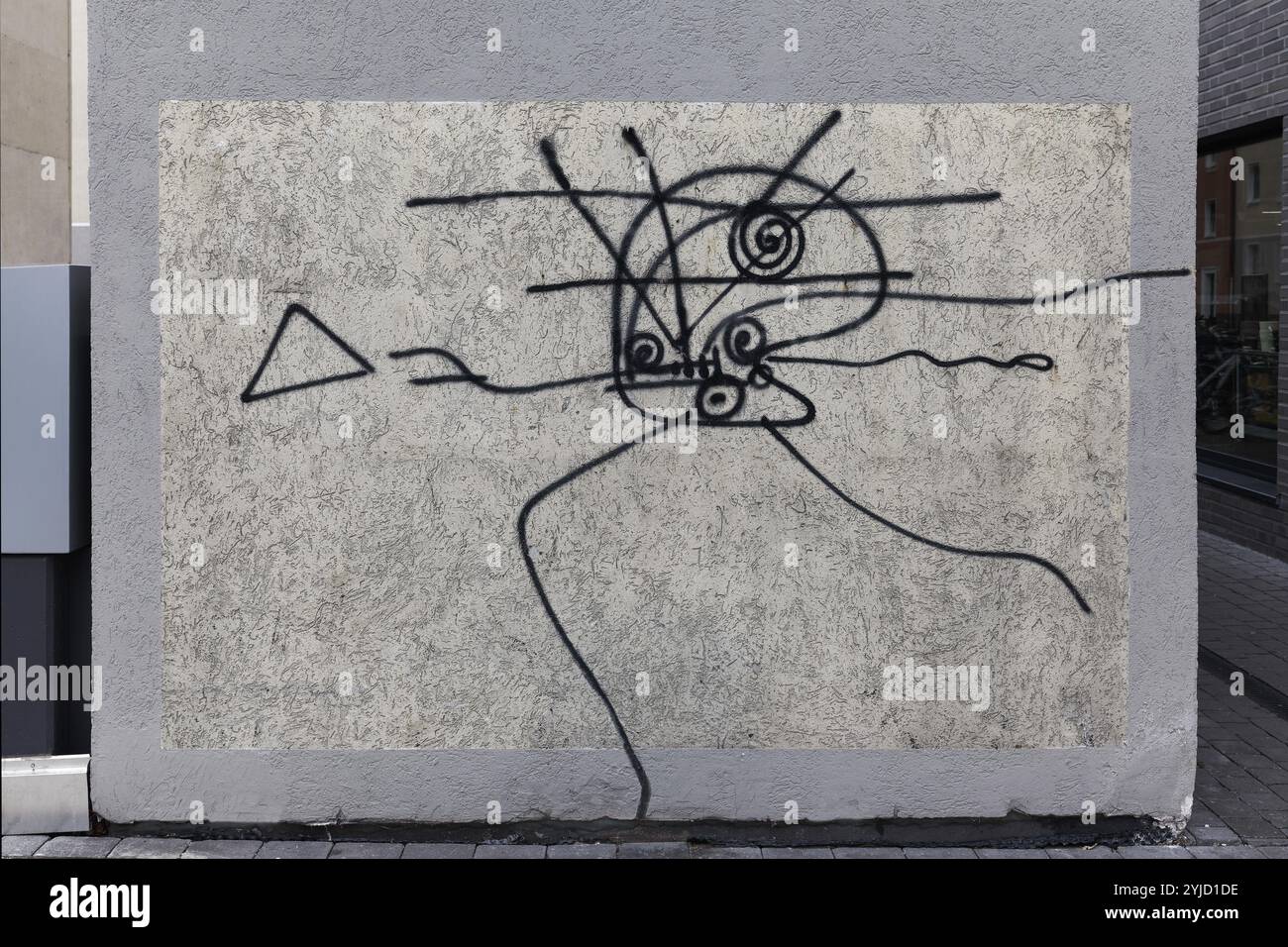 Abstract figure with legs, stick figure, line drawing by street artist ...