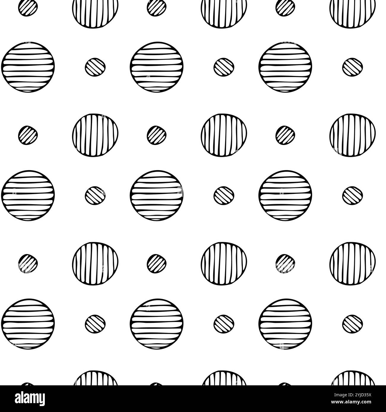 Seamless Pattern. Circles with hatching lines, endless ornament Stock ...