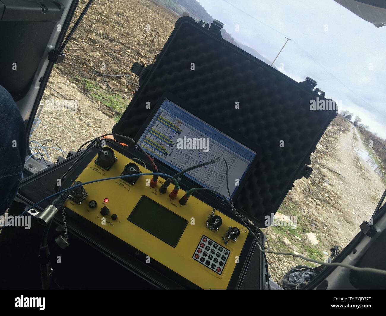 Field measurement device set up in a rural area for data collection ...