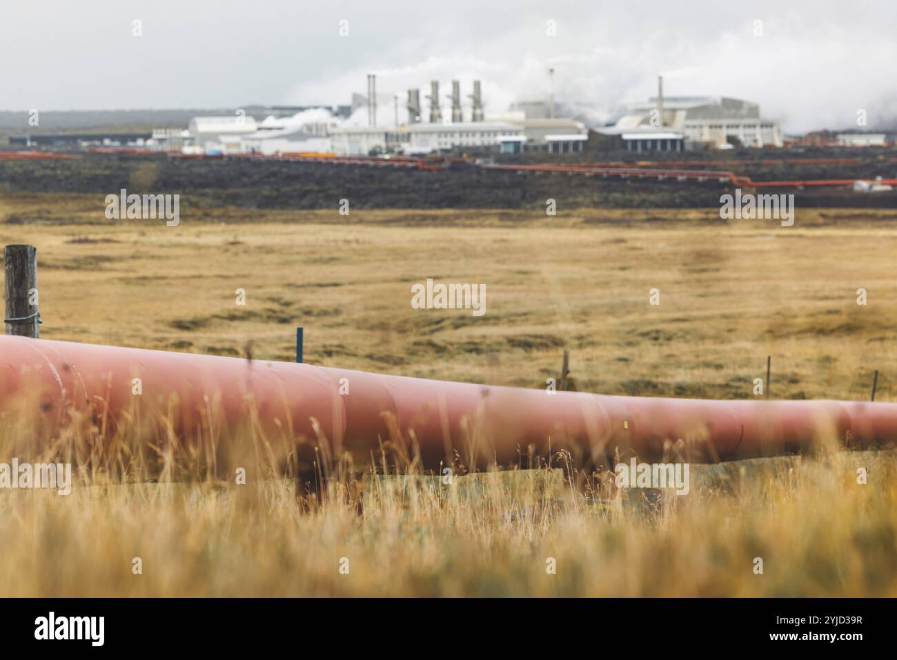 Geothermal Power Plant, hot water power station in Iceland. Steam ...