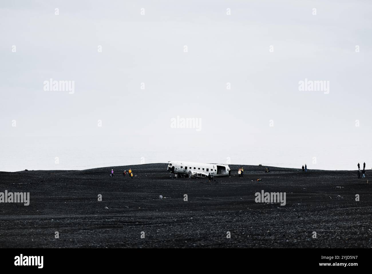 Crashed military plane in black sand Solheimasandur beach. The US Navy ...