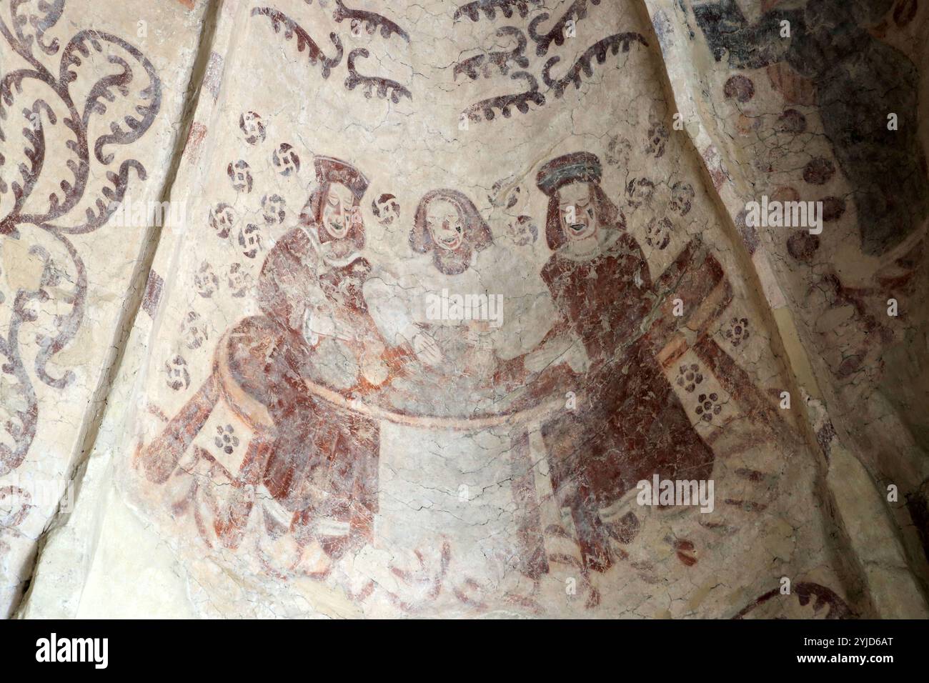 St. Peter's Church, Siuntio, Finland 1460-80. Detail of medieval wall ...