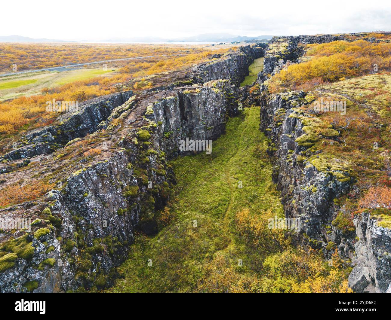 Aerial view of Thingvellir National Park, famous area in Iceland right ...